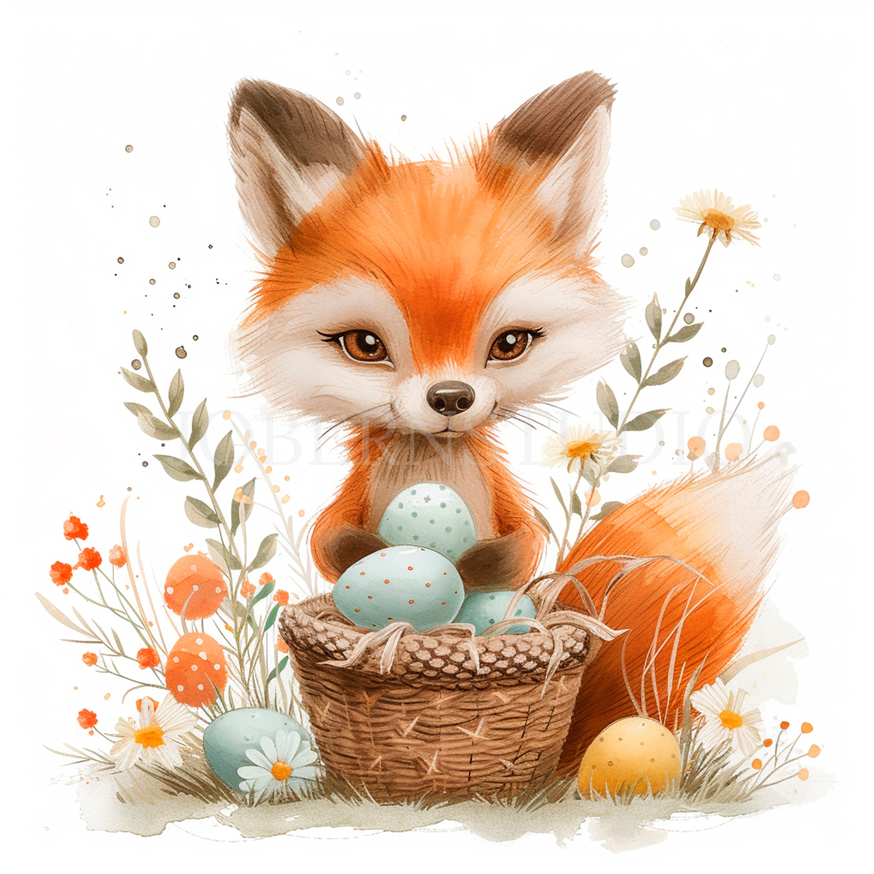 Easter Fox Clipart PNG Bundle 13 High Quality JPG, Easter Egg ...