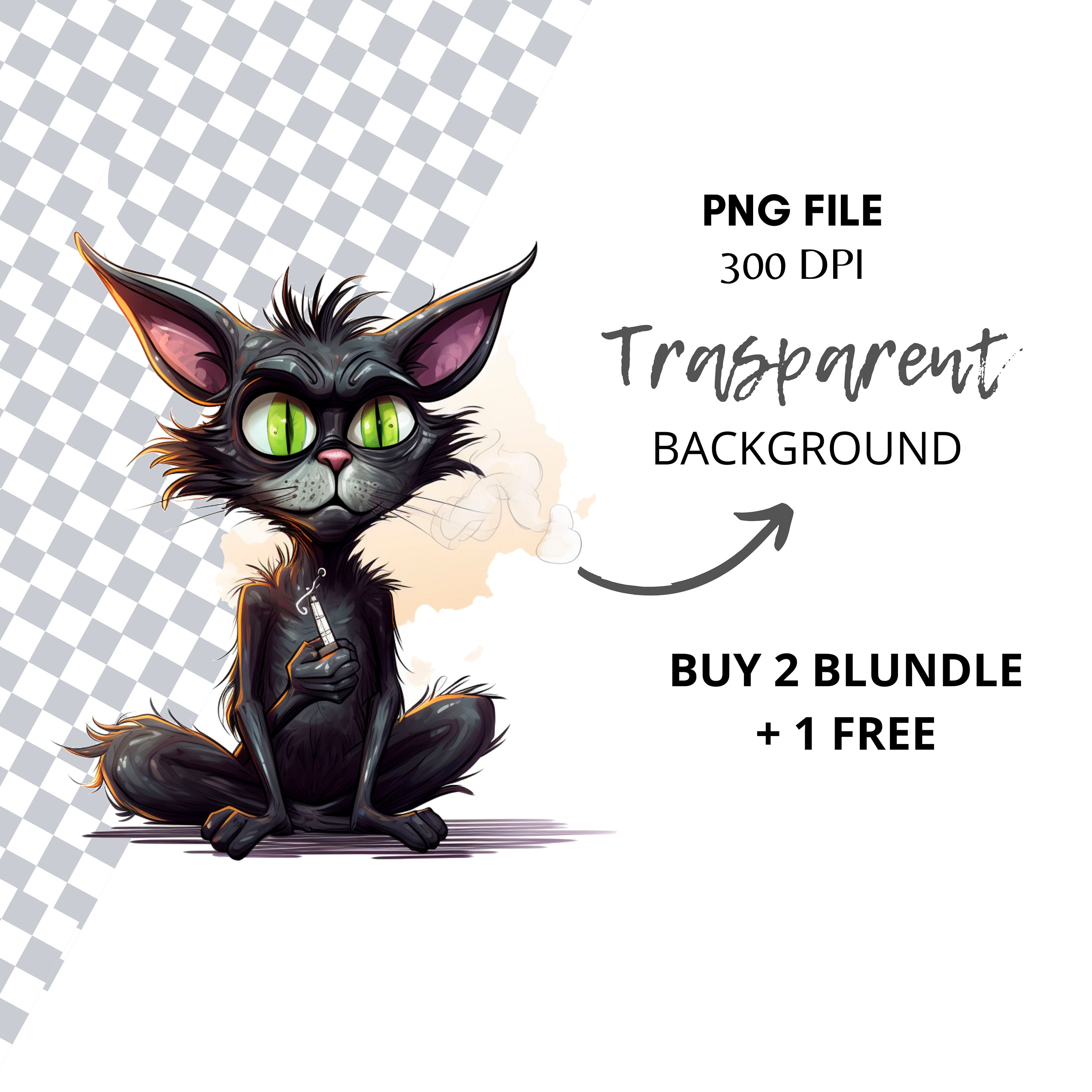 Crazy Black Cats Clipart PNG Bundle 10 High Quality Jpg,funny Grumpy ...