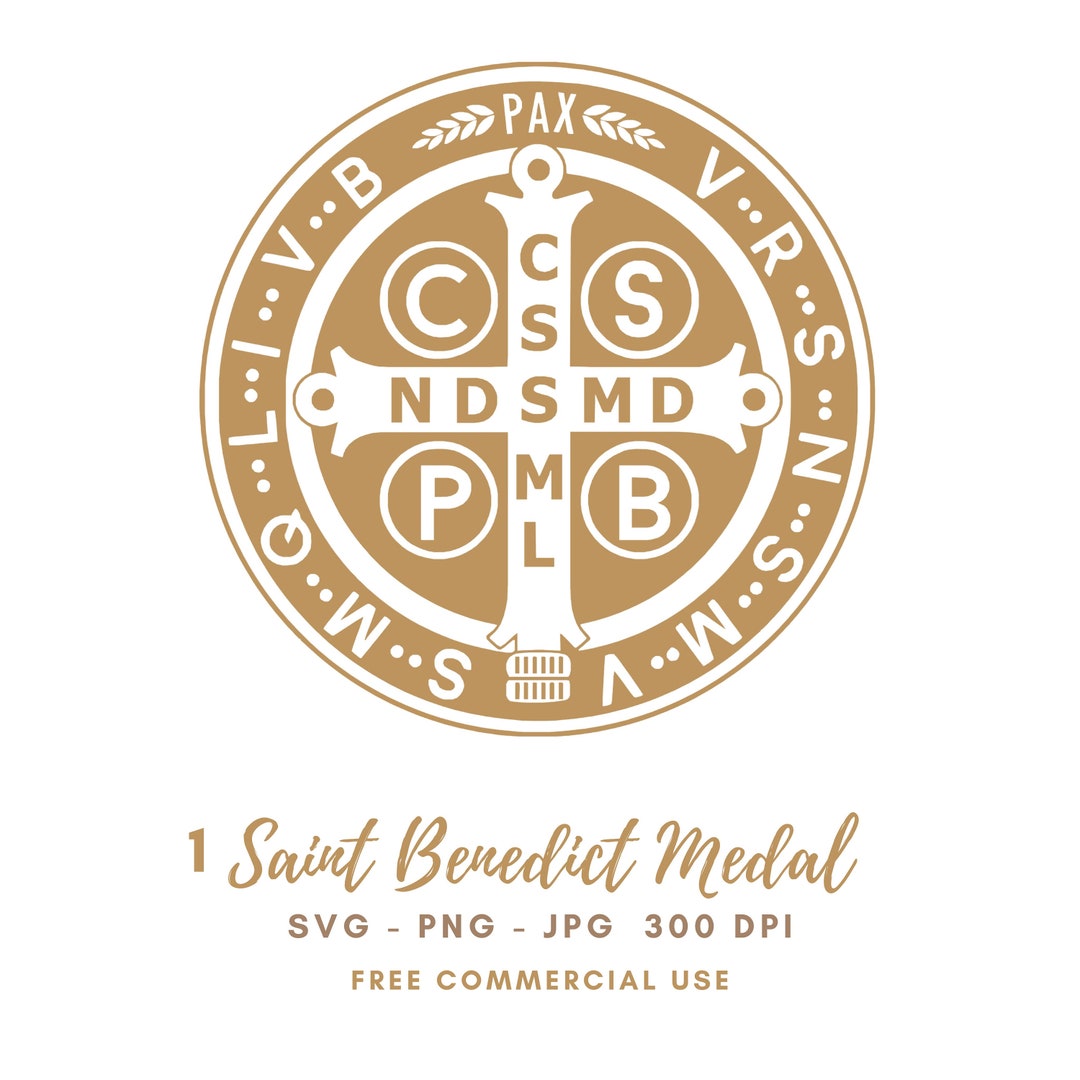 Saint Benedict Medal SVG, Gold Medal of Saint Benedict Clipart,digital ...