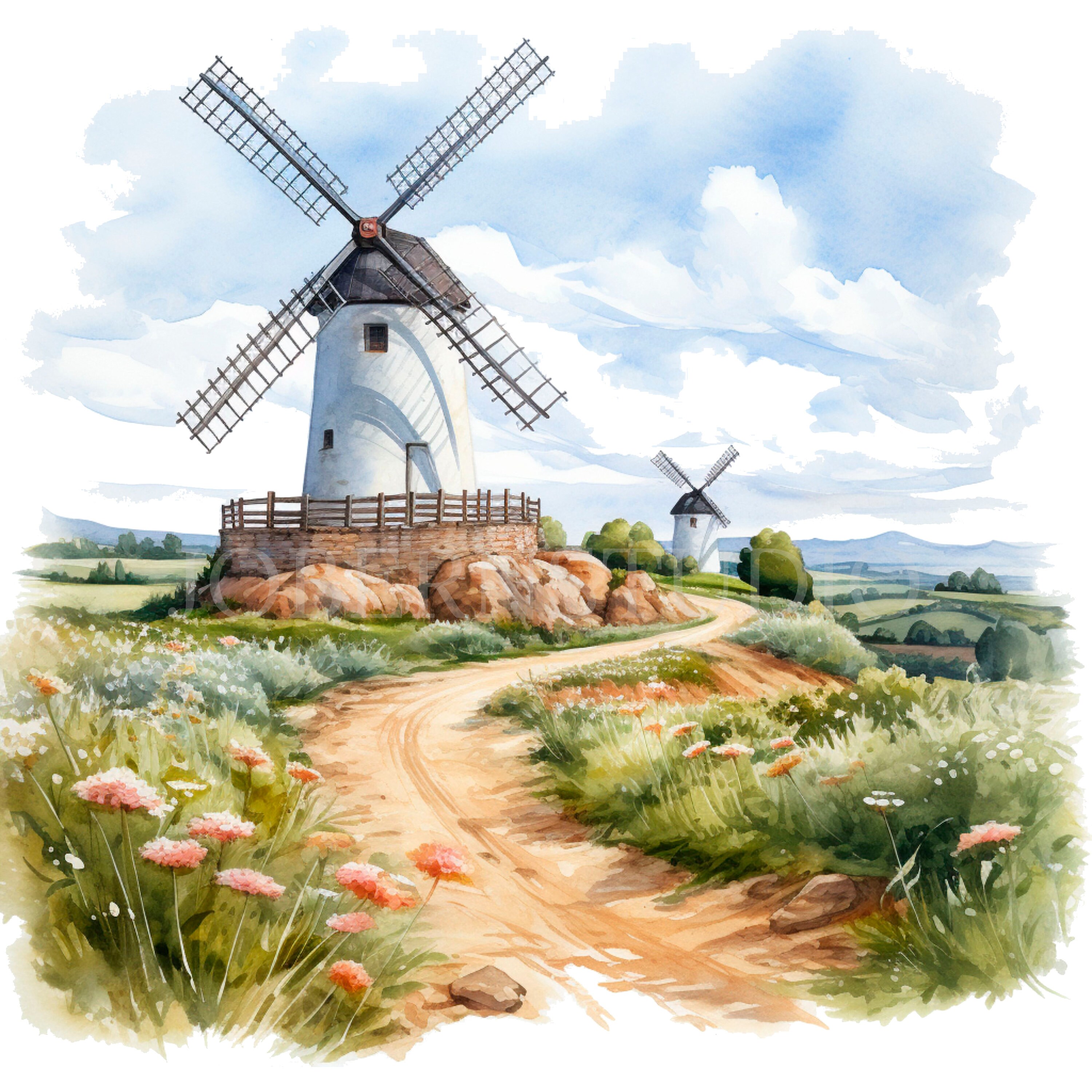 Windmills Provence Clipart Pngbundle 15 High Quality - Etsy