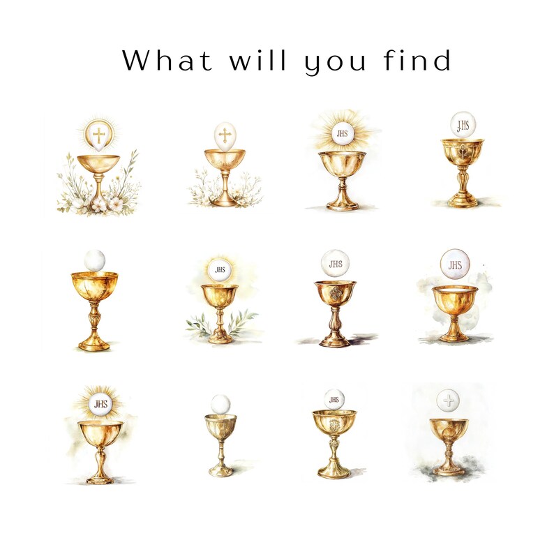 Watercolor First Communion Clipart, Jesus, Eucharist, Chalice ...