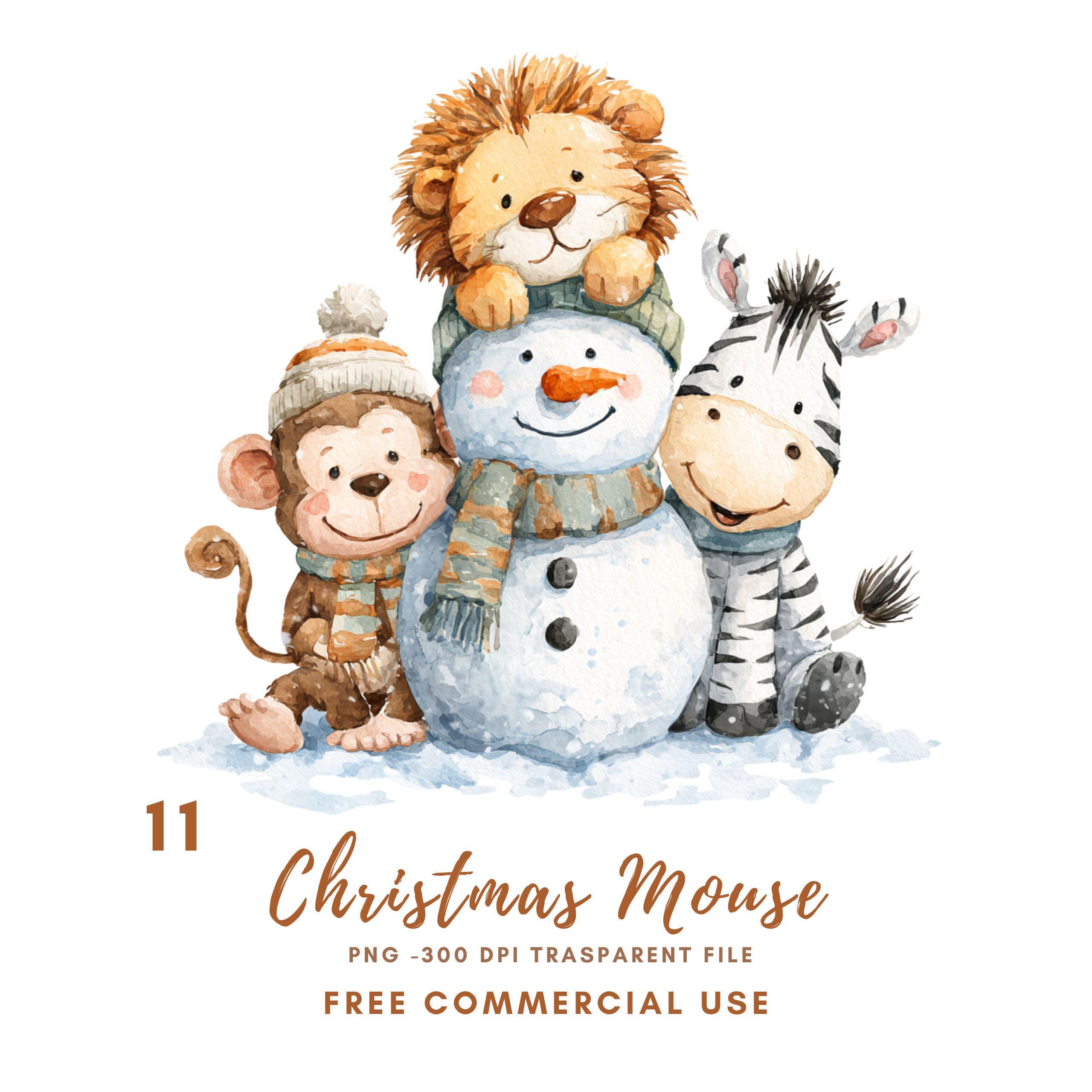 Christmas Safari Animal,clipart Bundle 20 High Quality Png,watercolor ...