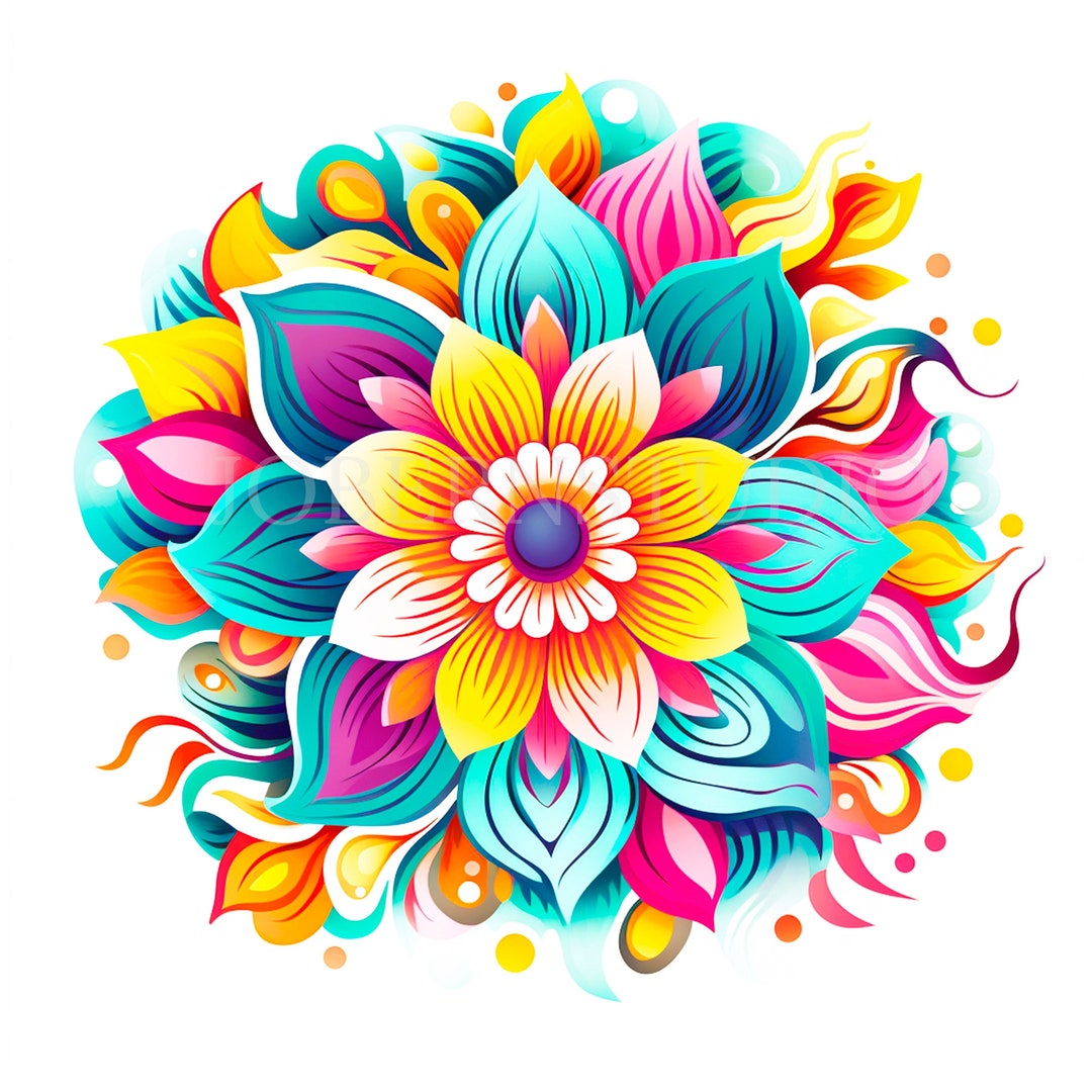 Mandala Flower Clipart,bundle 20 High Quality Png,watercolor Floral ...