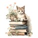 Book and Cat Clipart Bundle 15 High Quality Png,watercolor Home Decor ...