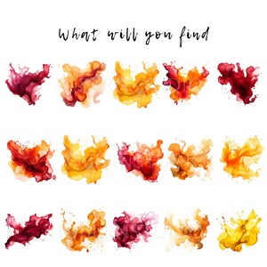 Watercolor Fall Color Splash Clipart,15 Watercolor Graphics Alcohol Ink ...