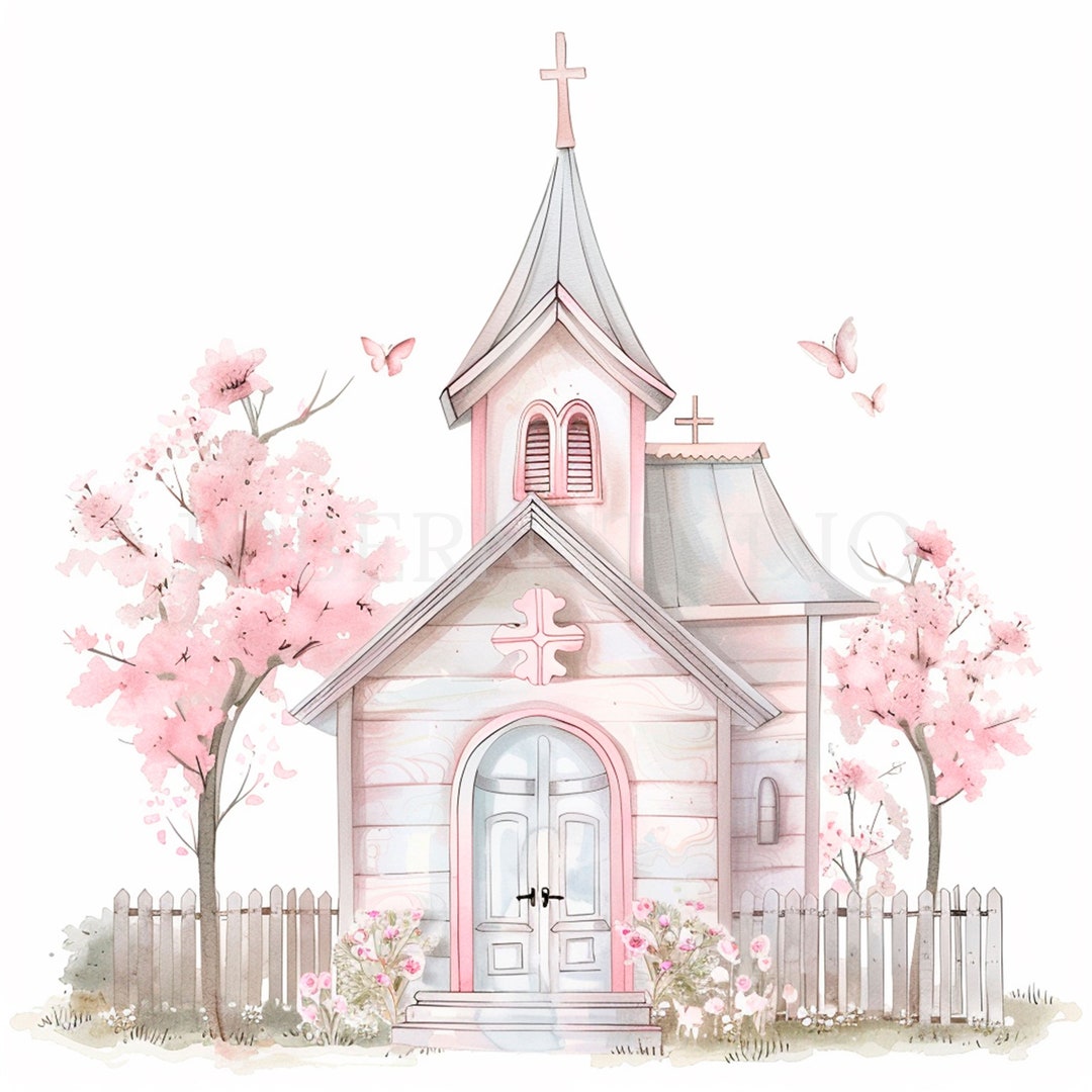 Pink Church Clipart Png,bundle 17 High Quality,watercolor Pink Pray ...