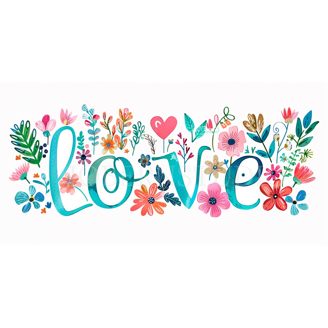 Love Flower Border Clipart Bundle 12 High Quality Png,watercolor Floral ...