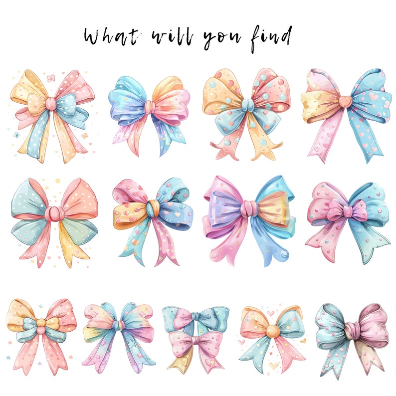 Cute Bow Tie Clipart Bundle 13 High Quality PNG, Watercolor Bowtie ...
