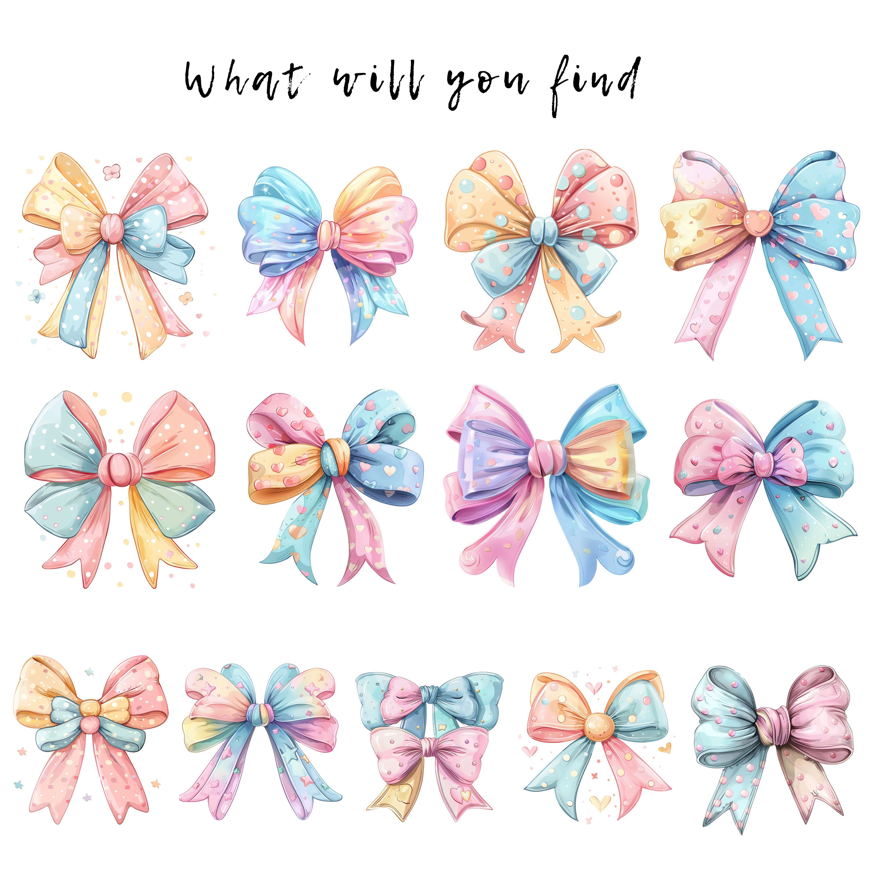 Cute Bow Tie Clipart Bundle 13 High Quality PNG, Watercolor Bowtie ...