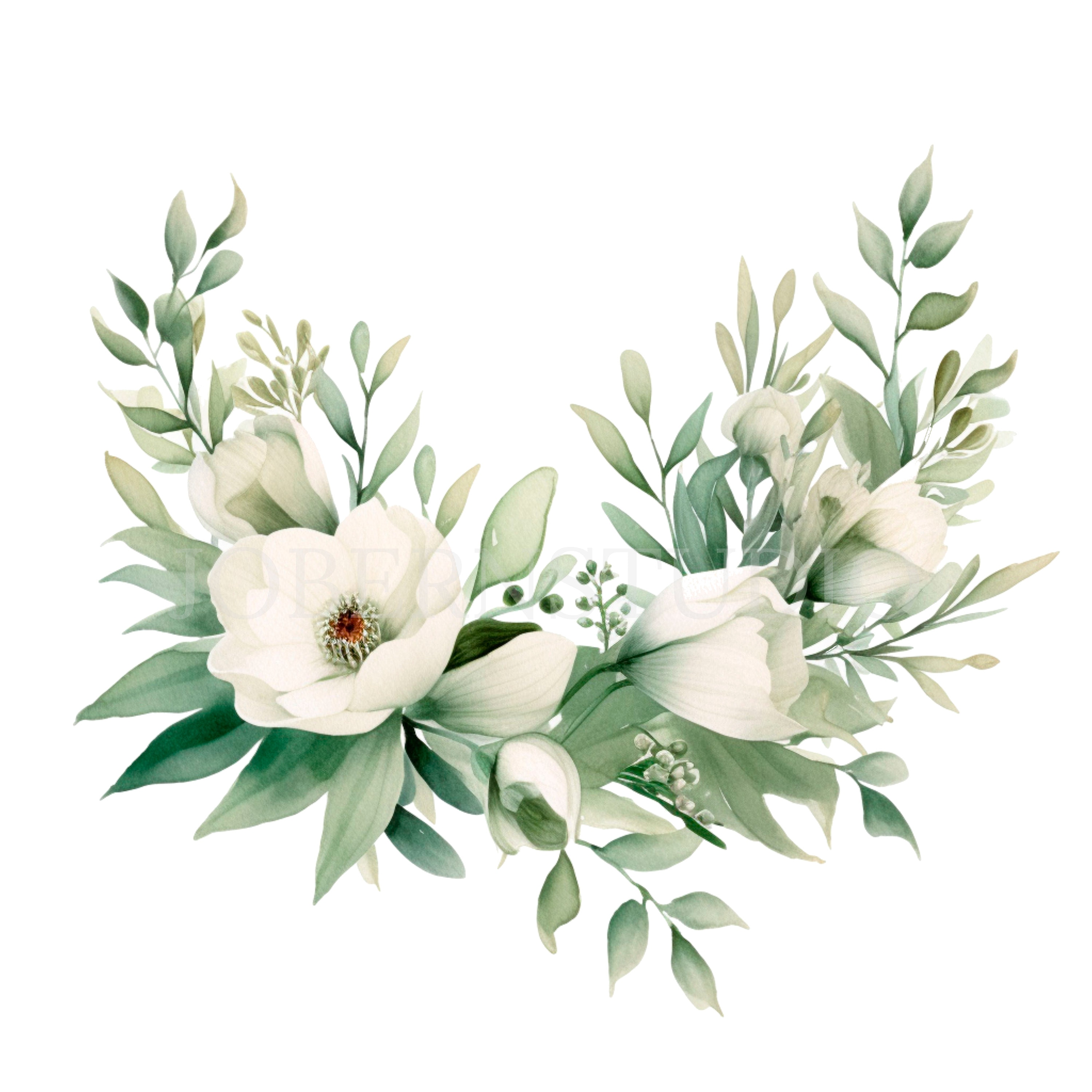 Garland Flower Clipart Bundle 15 High Quality Png,watercolor Floral ...