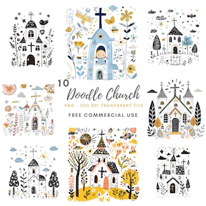 Doodle Church Clipart Png,bundle 10 High Quality,watercolor Baby Church ...
