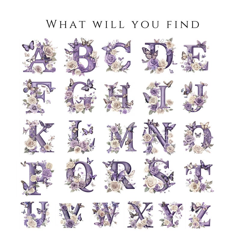 Floral Alphabet Letter A-Z Clipart Bundle 26 High Quality Png ...