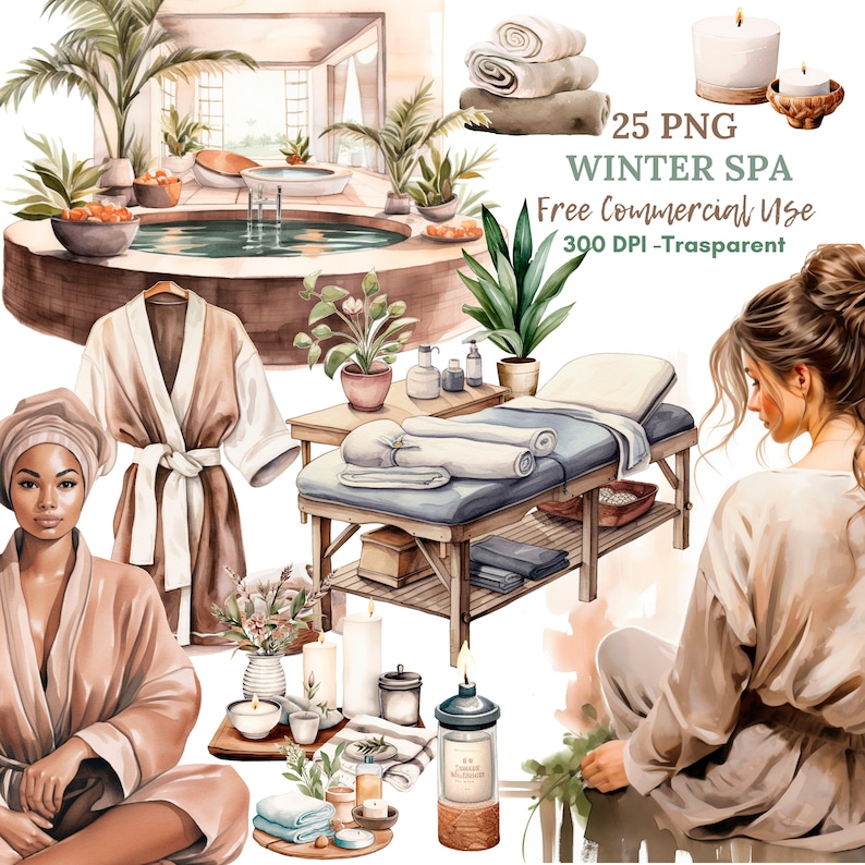 Cozy Winter Spa Clipart Png,bundle 25 High Quality Jpg,digital Download ...
