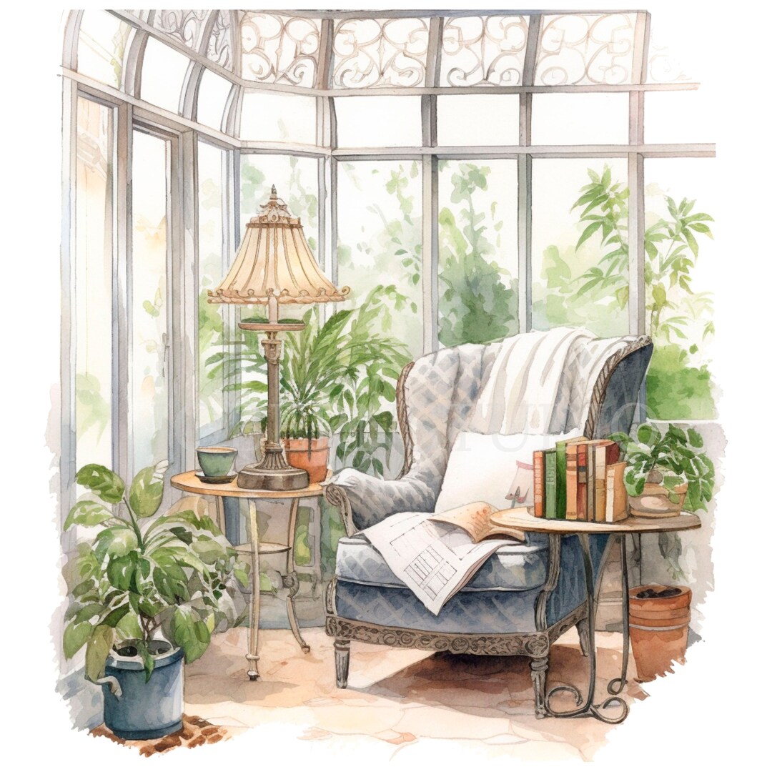 Nook Reading Book Clipart Bundle 15 High Quality Png,watercolor Home ...