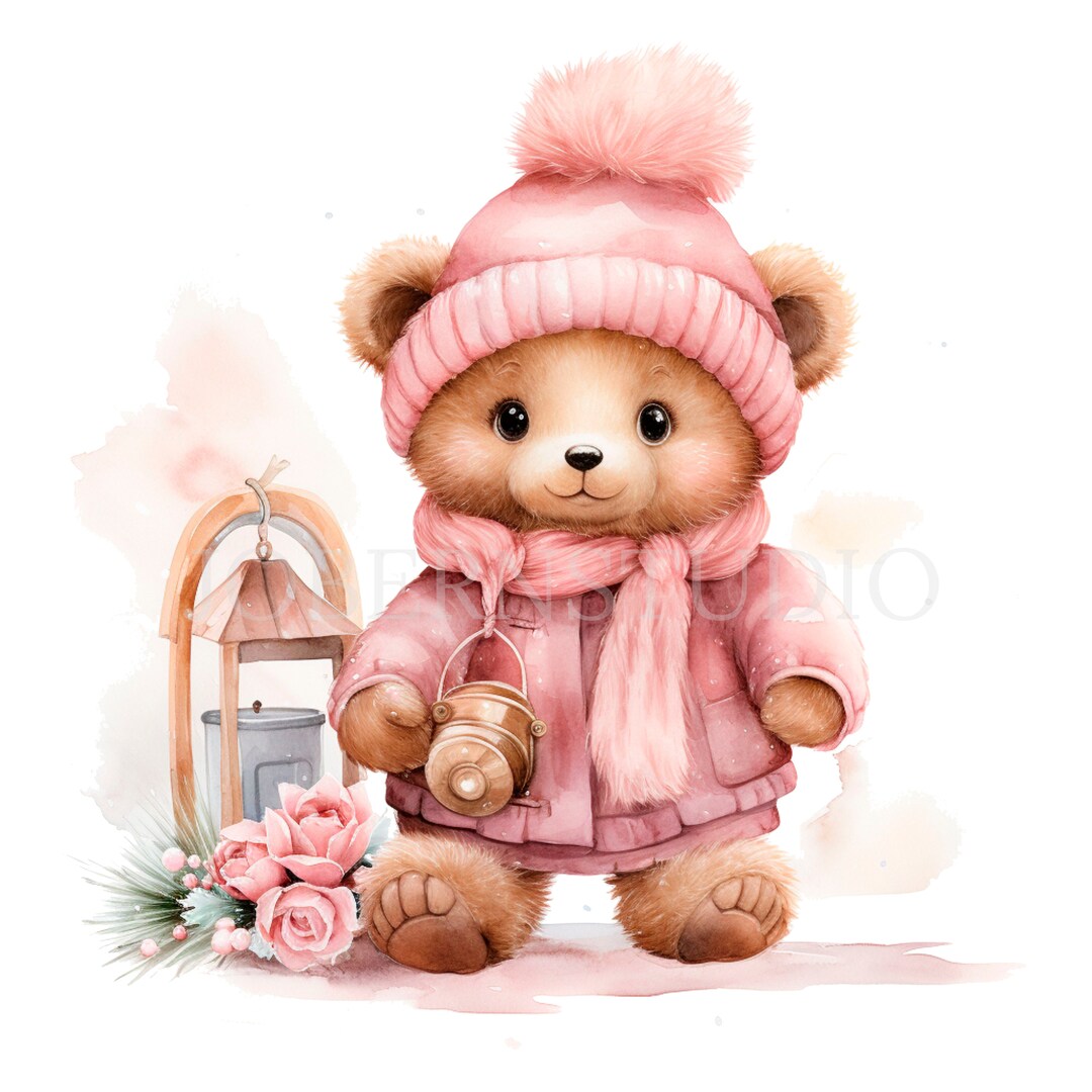 Winter Teddy Bear Clipart Png,bundle 15 High Quality Jpg,digital Download,card Making,mixed ...