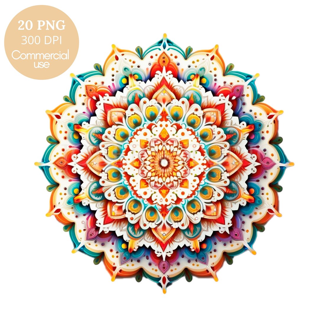 Mandala Flower Clipart,bundle 20 High Quality Png,watercolor Floral ...