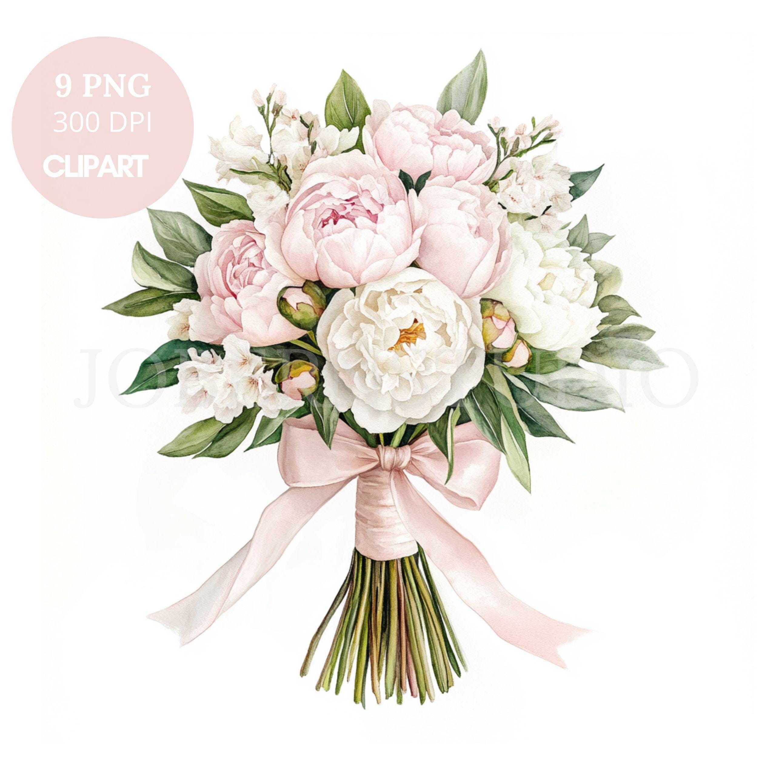 Peonies Bouquet Clipart Bundle 9 High Quality Png,watercolor Pink ...