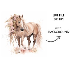 Flower Horse Clipart PNG Bundle 12 High Quality,watercolor Horse ...