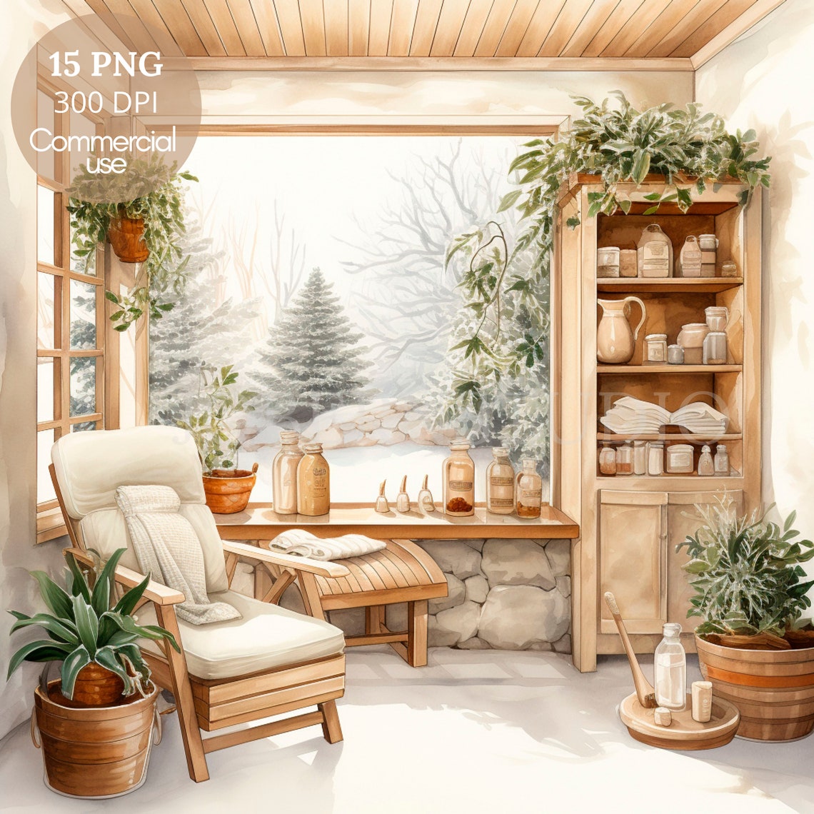 Cozy Winter Spa Clipart Png,bundle 15 High Quality Jpg,digital Download ...