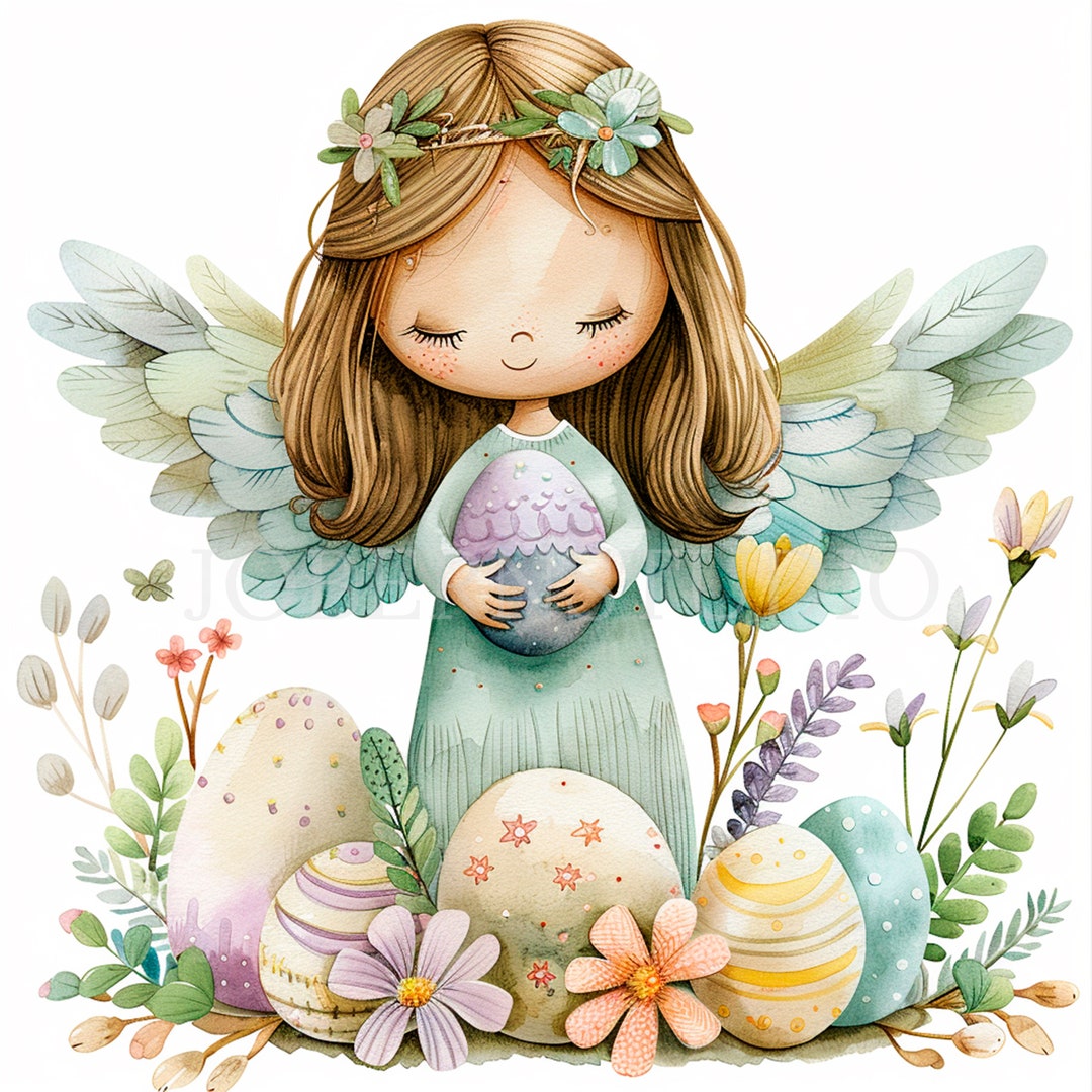 Easter Angel Clipart PNG Bundle 14 High Quality,easter Egg Watercolor ...