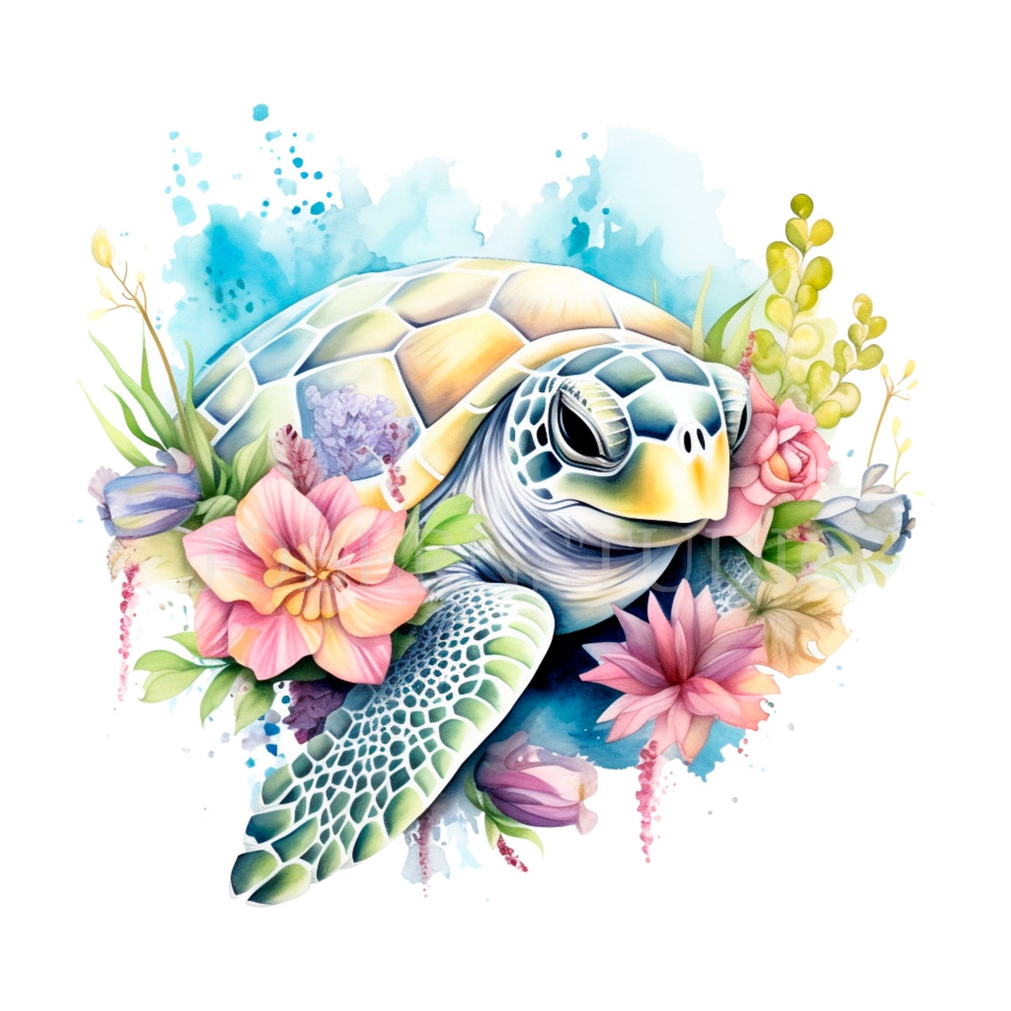 Sea Turtle Flower Clipart Pngbundle 15 High Quality - Etsy