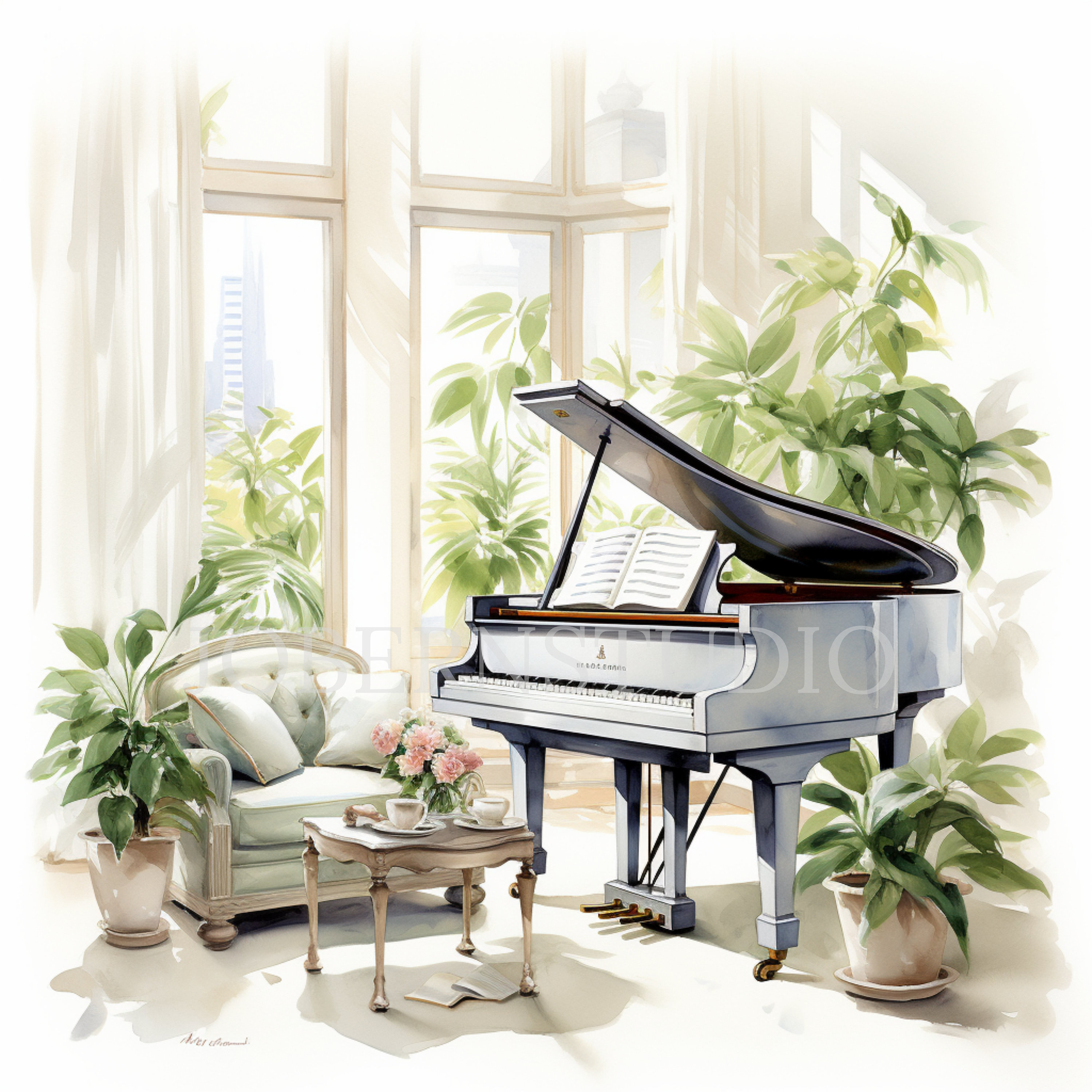 Living Room Clipart Bundle 15 High Quality Png,watercolor Home Decor ...