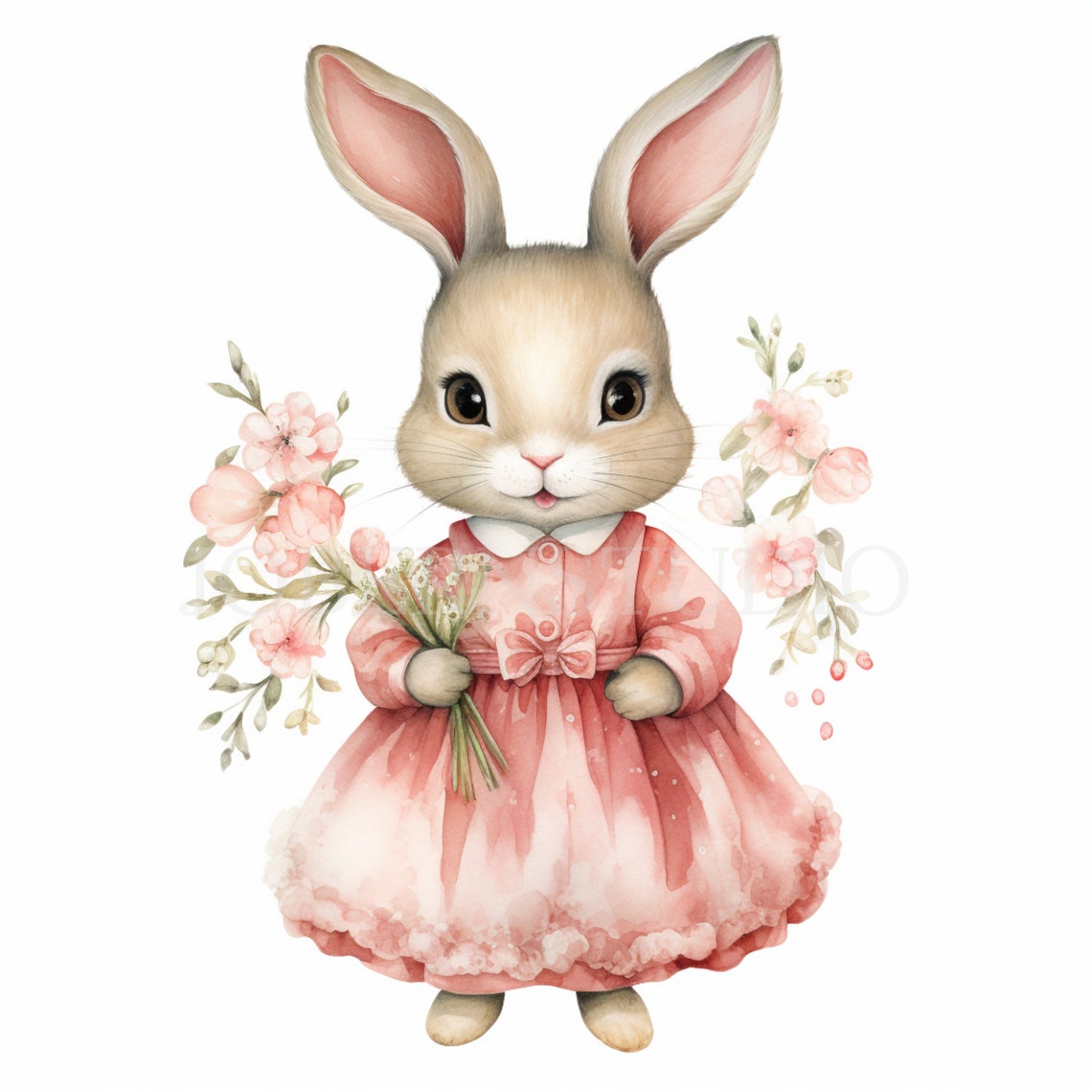 Bunny With Flower Clipart PNG Bundle 15 High Quality Jpg,spring ...