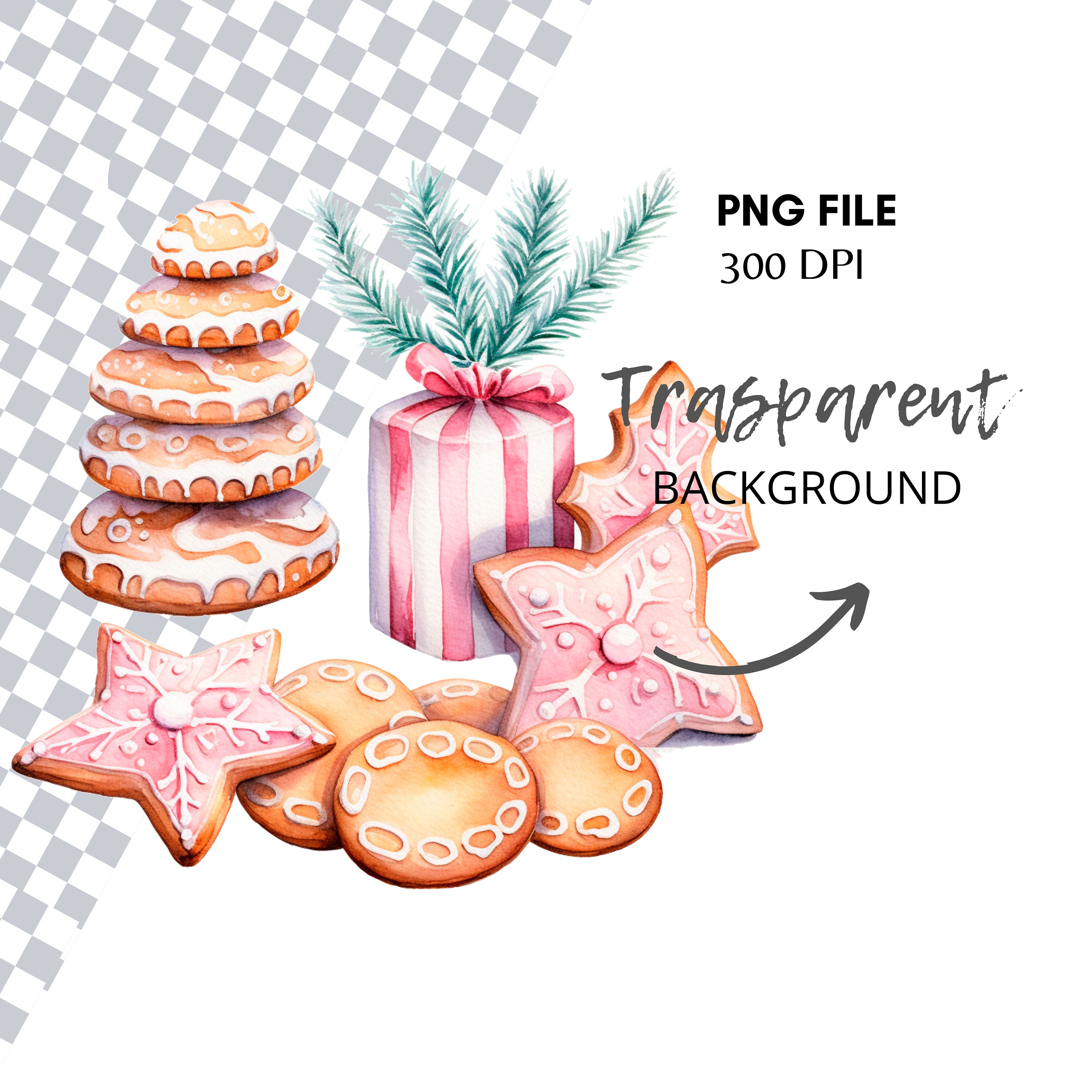 Christmas Cookies Clipart Bundle 15 High Quality Png,watercolor Clip ...