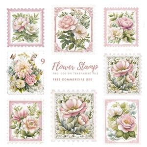 Flower Stamp,stamp Floral Clipart Bundle 9 High Quality Png,watercolor ...