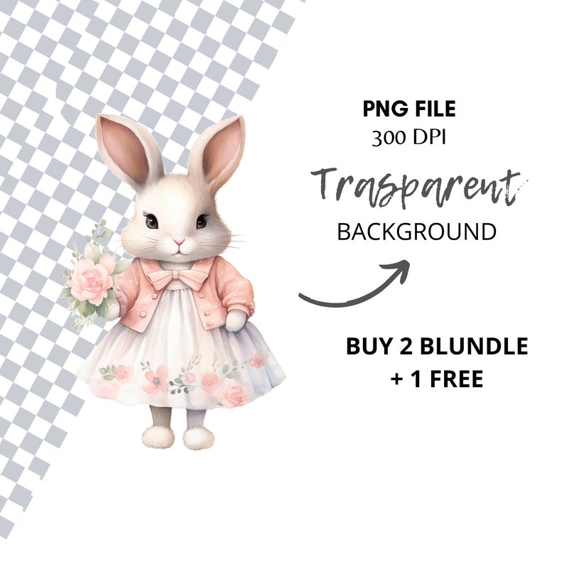 Bunny With Flower Clipart PNG Bundle 15 High Quality Jpg,spring ...
