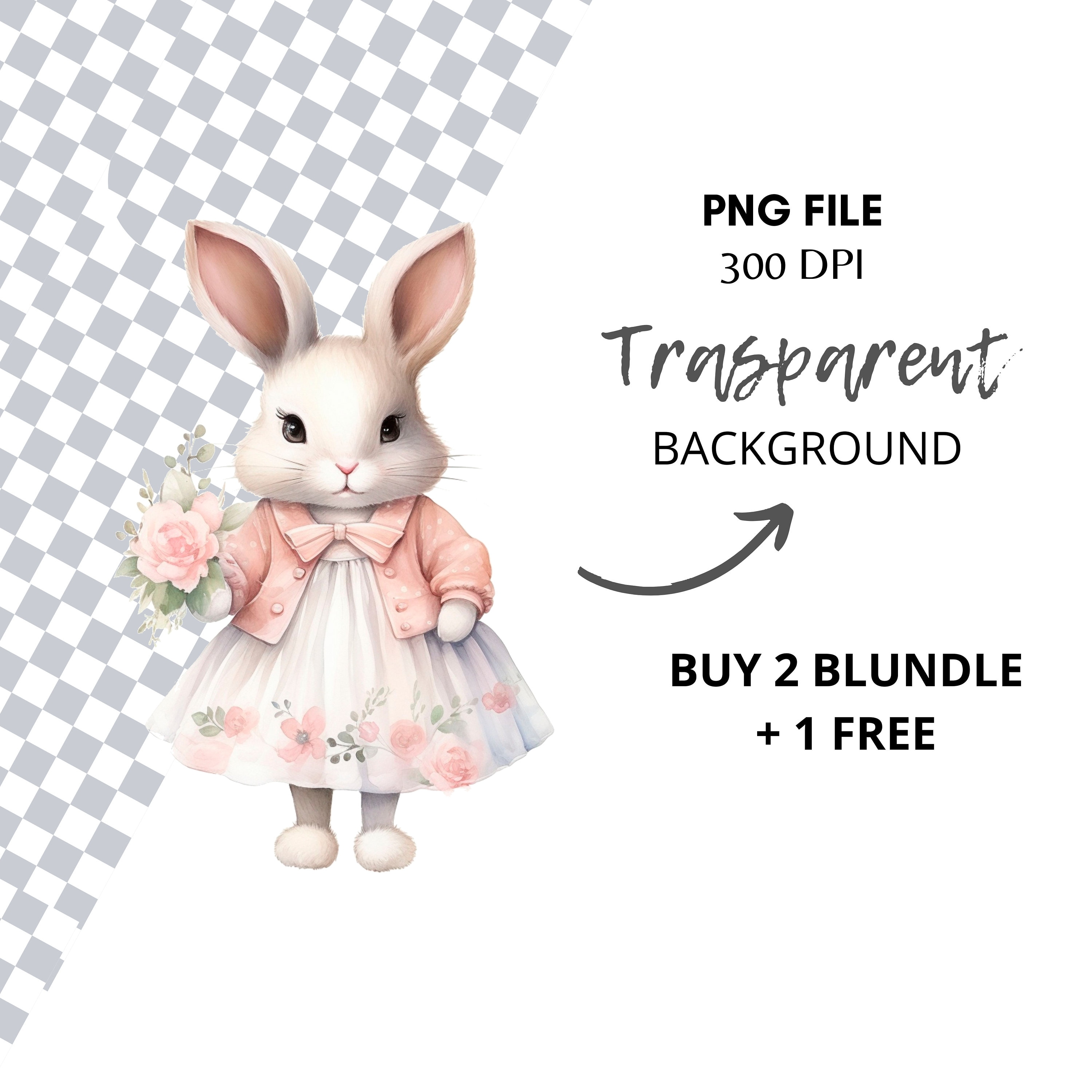 Bunny With Flower Clipart PNG Bundle 15 High Quality Jpg,spring ...