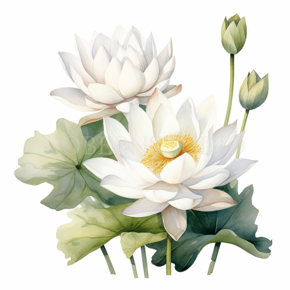 Lotus Flower Clipart Bundle 20 High Quality,watercolor Water Floral ...