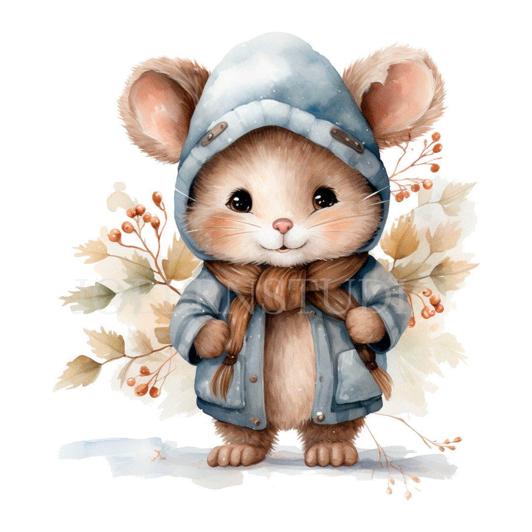 Winter Mouse Clipart Png,bundle 15 High Quality Jpg,digital Download ...