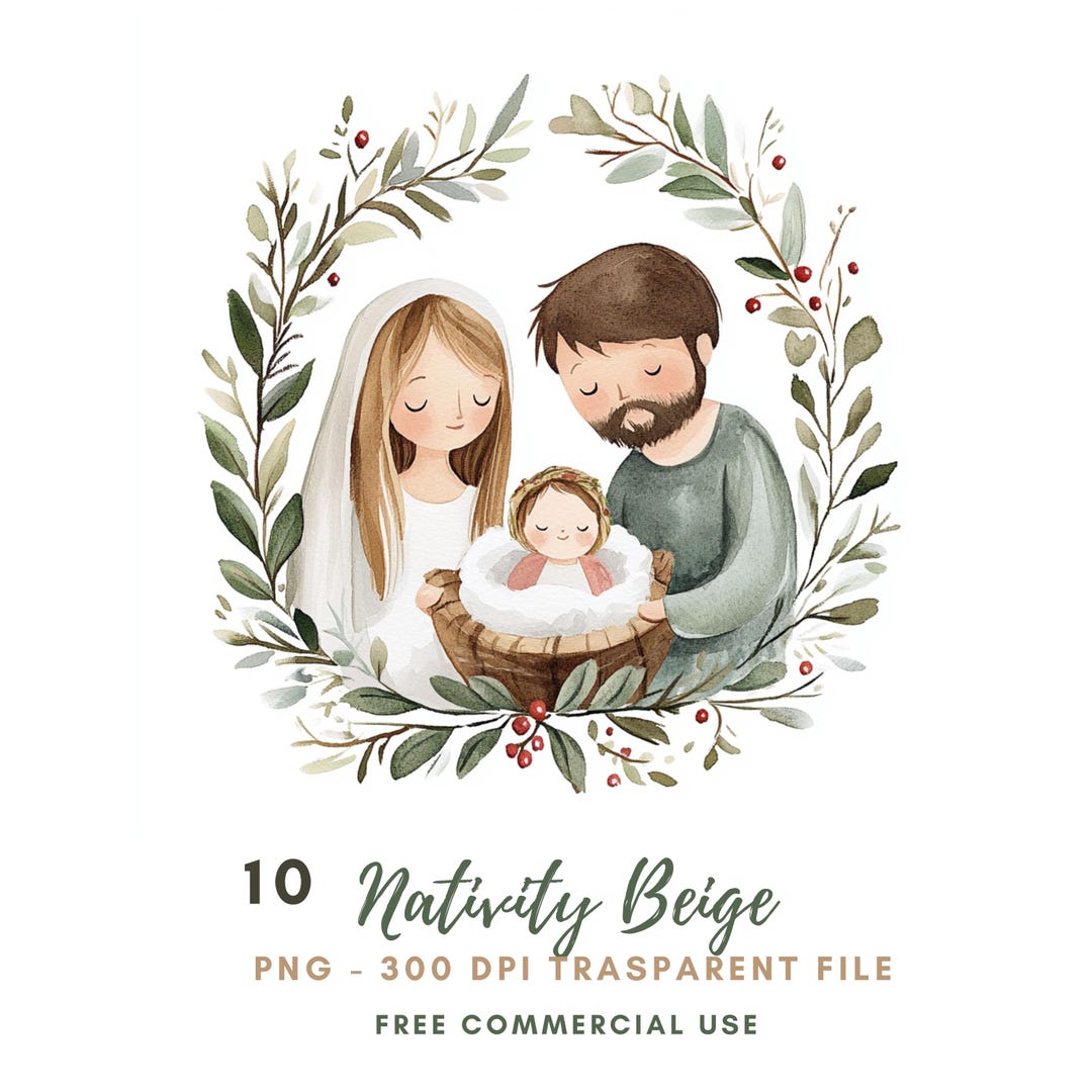 Nativity Clipart Bundle 10 High Quality Png,watercolor Nativity Sacred ...