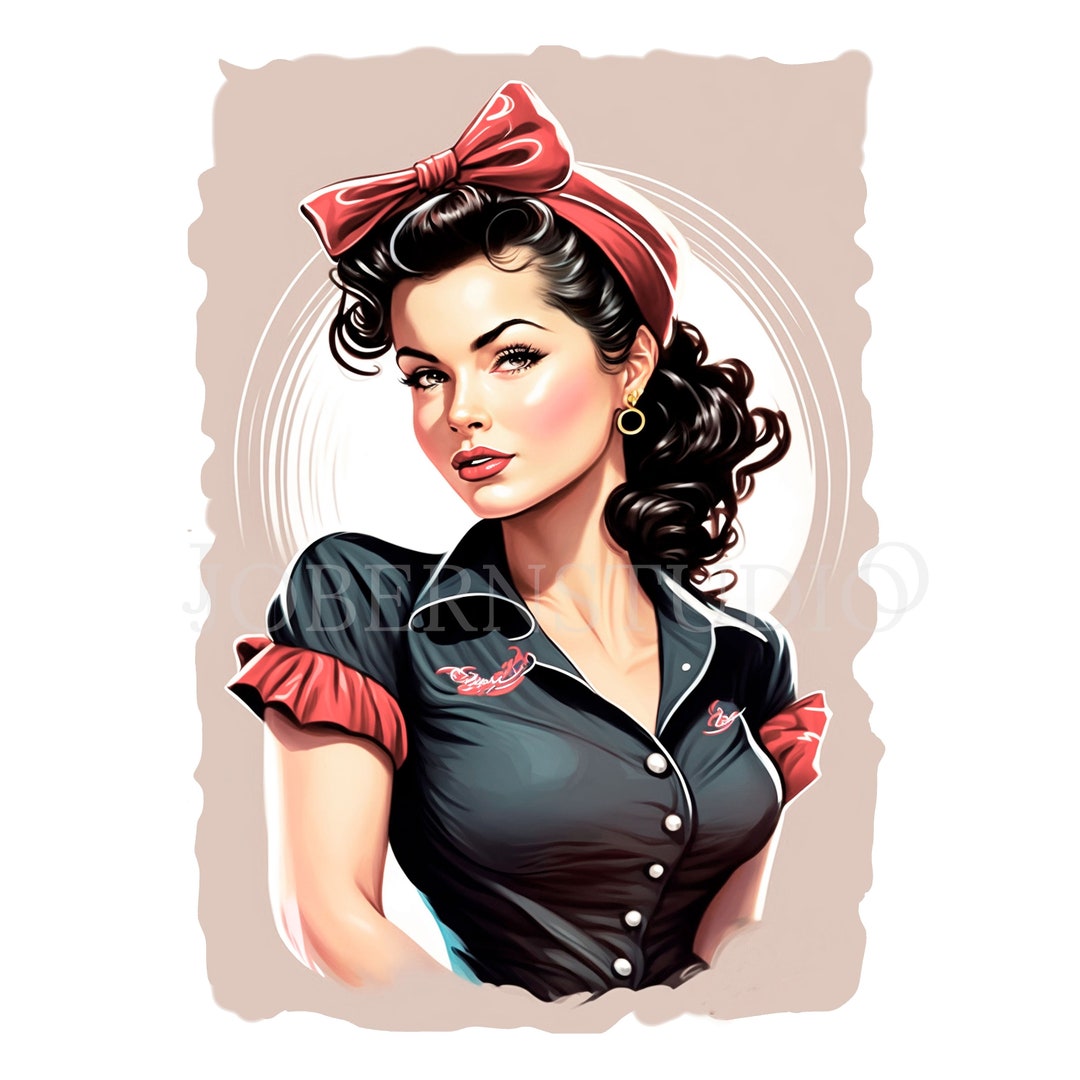 Watercolor Retro Pinup Girl Clipart Png,bundle 15 High Quality Jpg ...