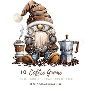 Coffee Gnome Clipart Bundle 10 High Quality PNG, Gnomes and Coffee ...
