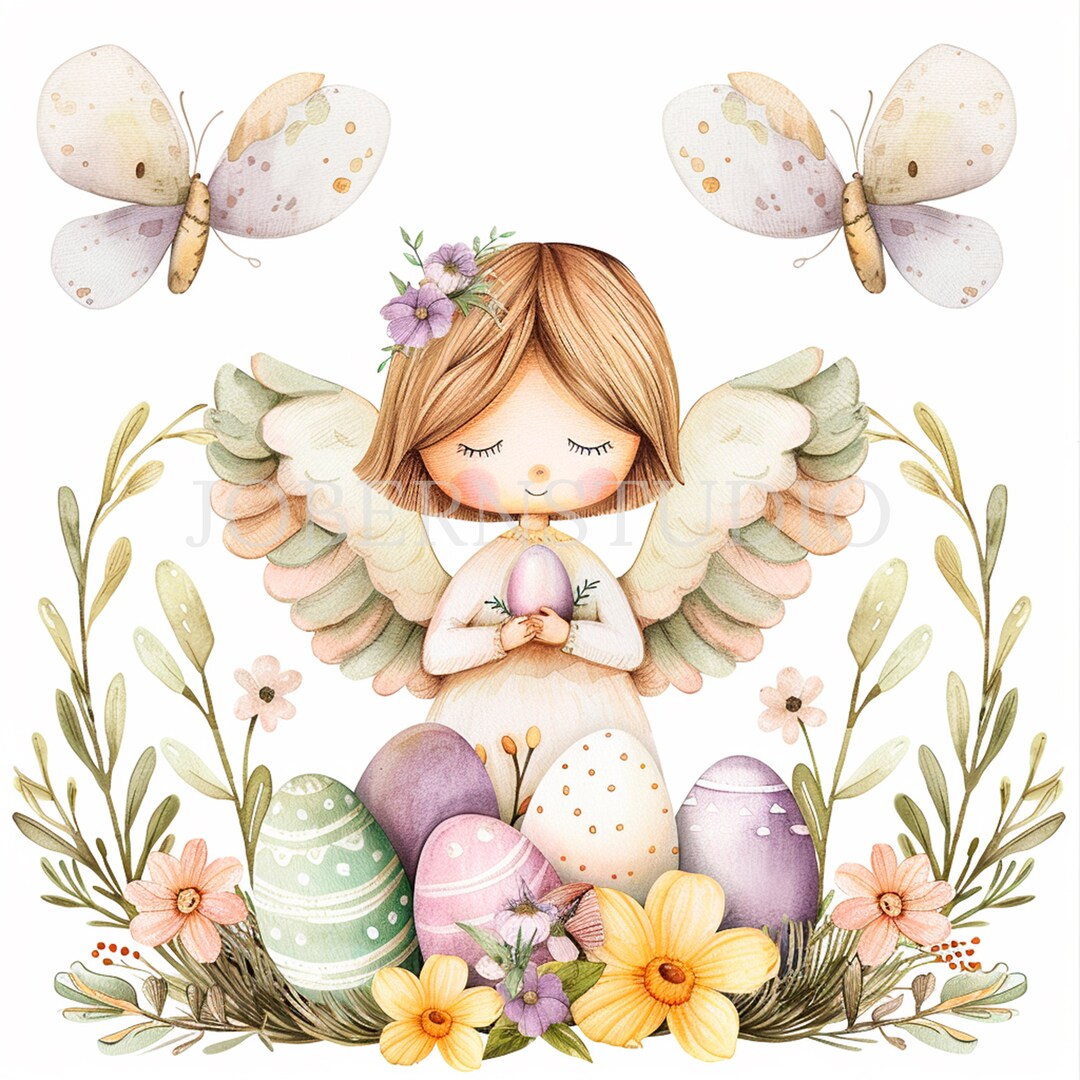 Easter Angel Clipart PNG Bundle 14 High Quality,easter Egg Watercolor ...