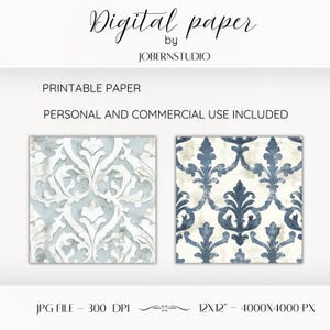 Italian Blue Pattern Digital Paper Pack- Scrapbook Junk Journal Papers ...