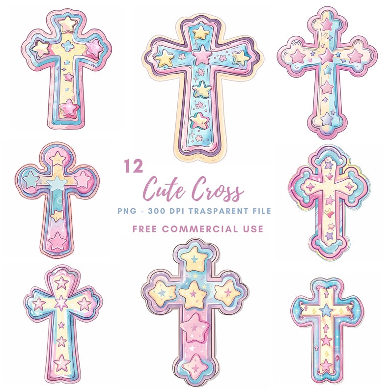 Pink Cross Clipart Bundle 13 High Quality Png,cute Cross Watercolor ...