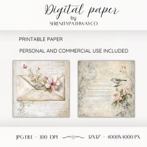 Shabby Chic Digital Paper Pack -11 Love Pages Scrapbook Junk Journal ...