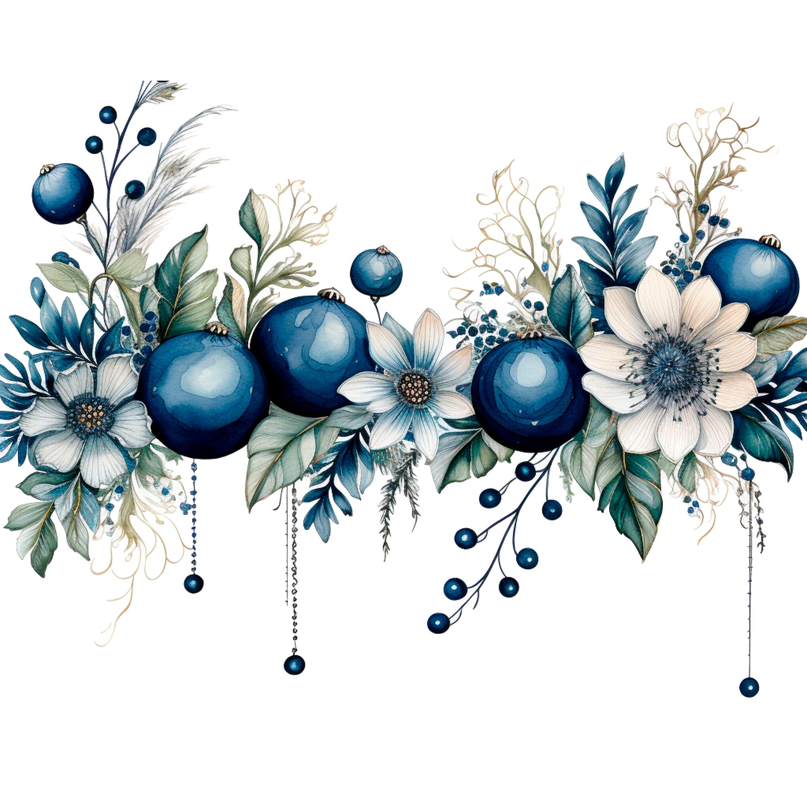 Christmas Garland Clipart Png,bundle 15 High Quality Jpg,digital ...