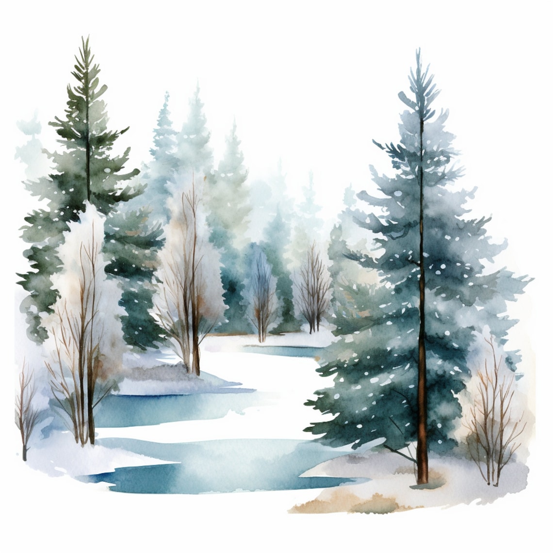 Snow Forest Landscape Clipart Png,bundle 18 High Quality,watercolor ...
