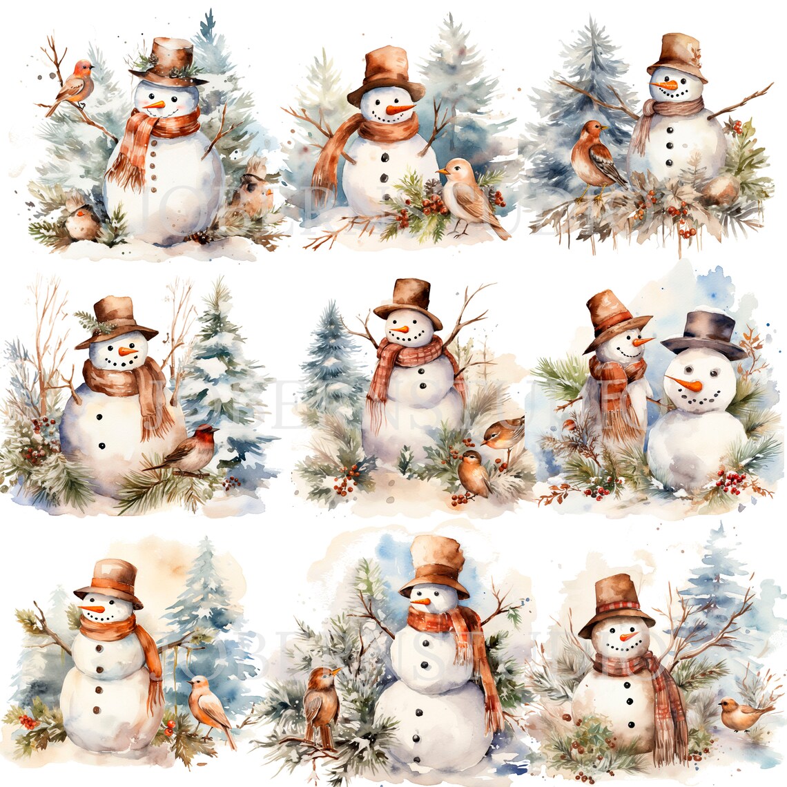Christmas Snowman Clipart Png,bundle 15 High Quality Jpg,digital ...