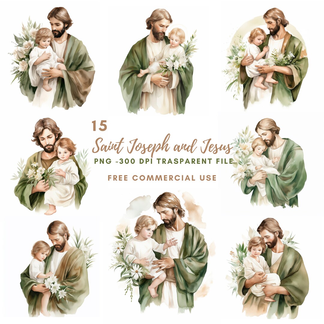 Saint Joseph Clipart Bundle 15 High Quality PNG, Saint Joseph With ...