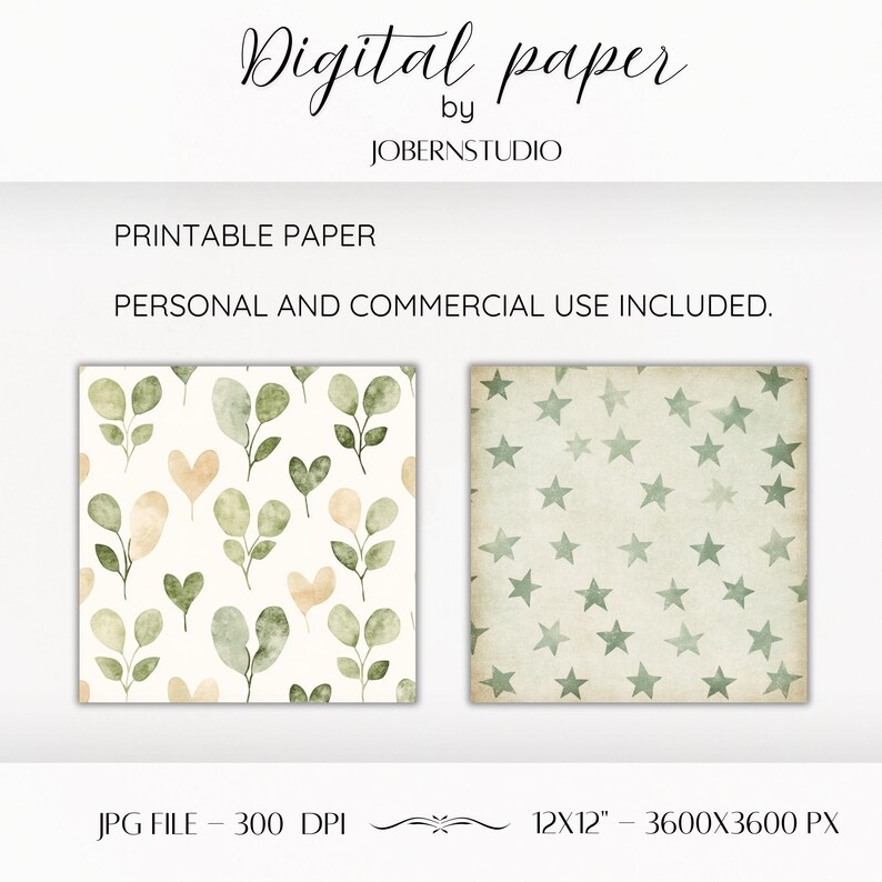 Vintage Sage Green Digital Paper Pack- Scrapbook Junk Journal Papers ...