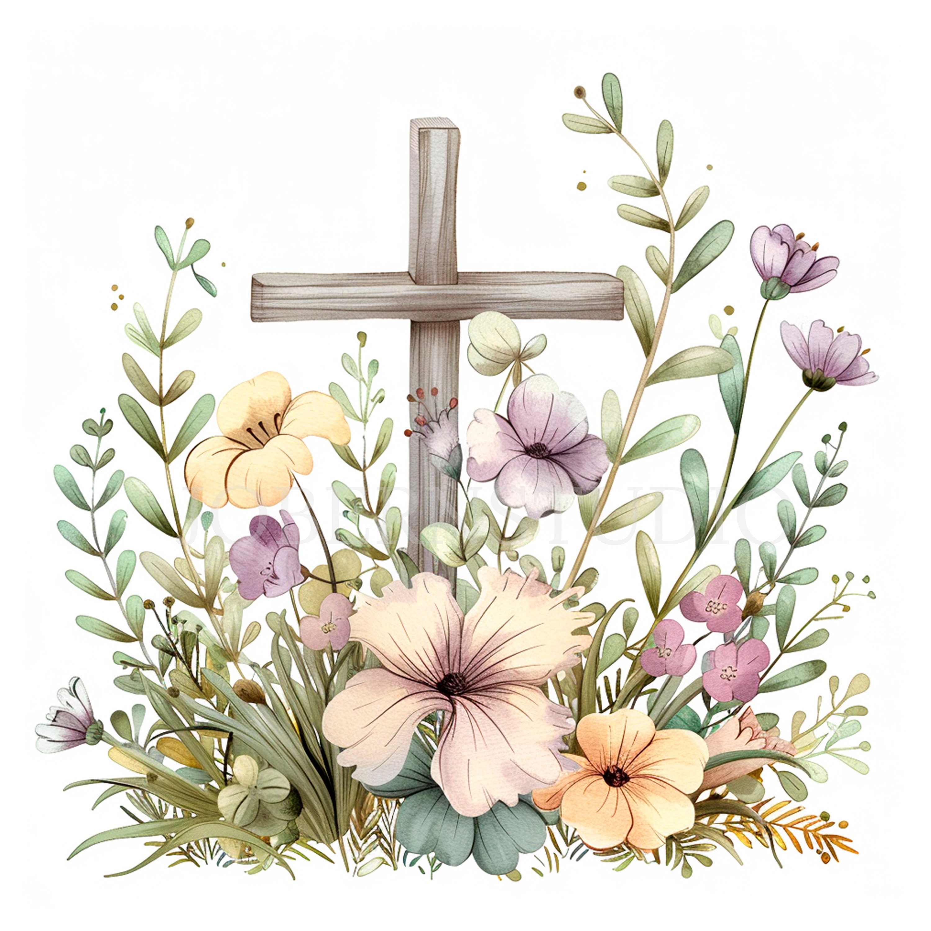 Flower Cross Clipart Bundle 15 High Quality Png,cross Watercolor ...