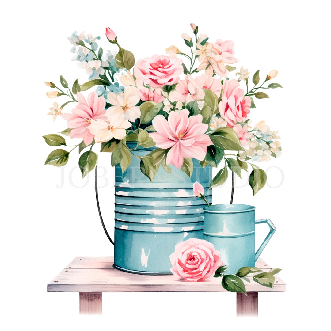 Shabby Chic Garden Clipart Bundle 15 High Quality Png,pink Flower ...