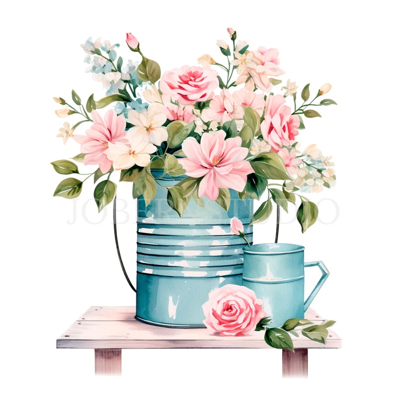 Shabby Chic Garden Clipart Bundle 15 High Quality Png,pink Flower ...
