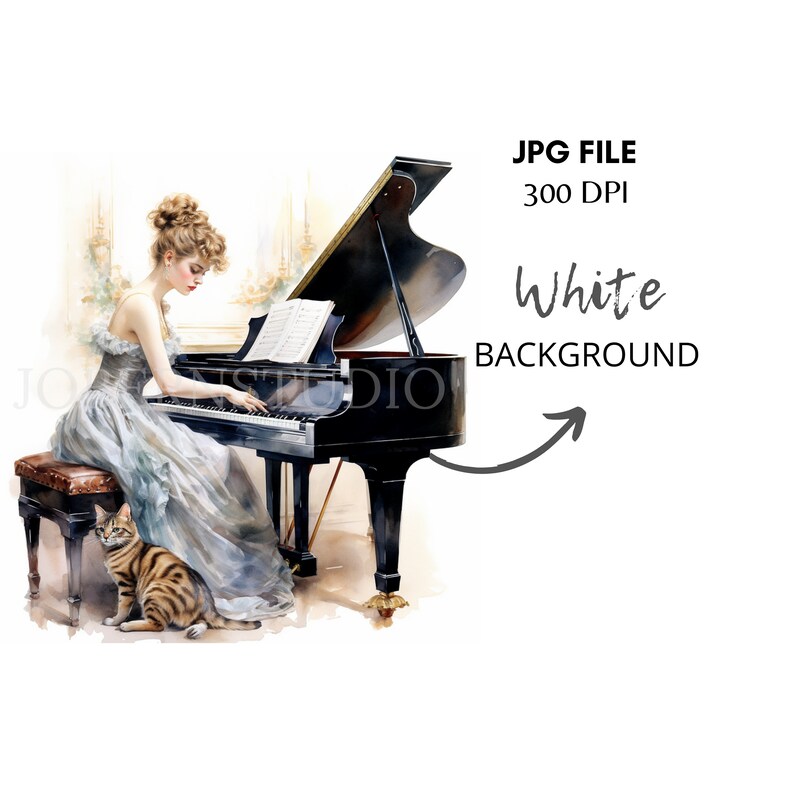 Victorian Woman Play Piano Clipart Png,bundle 15 High Quality Jpg ...