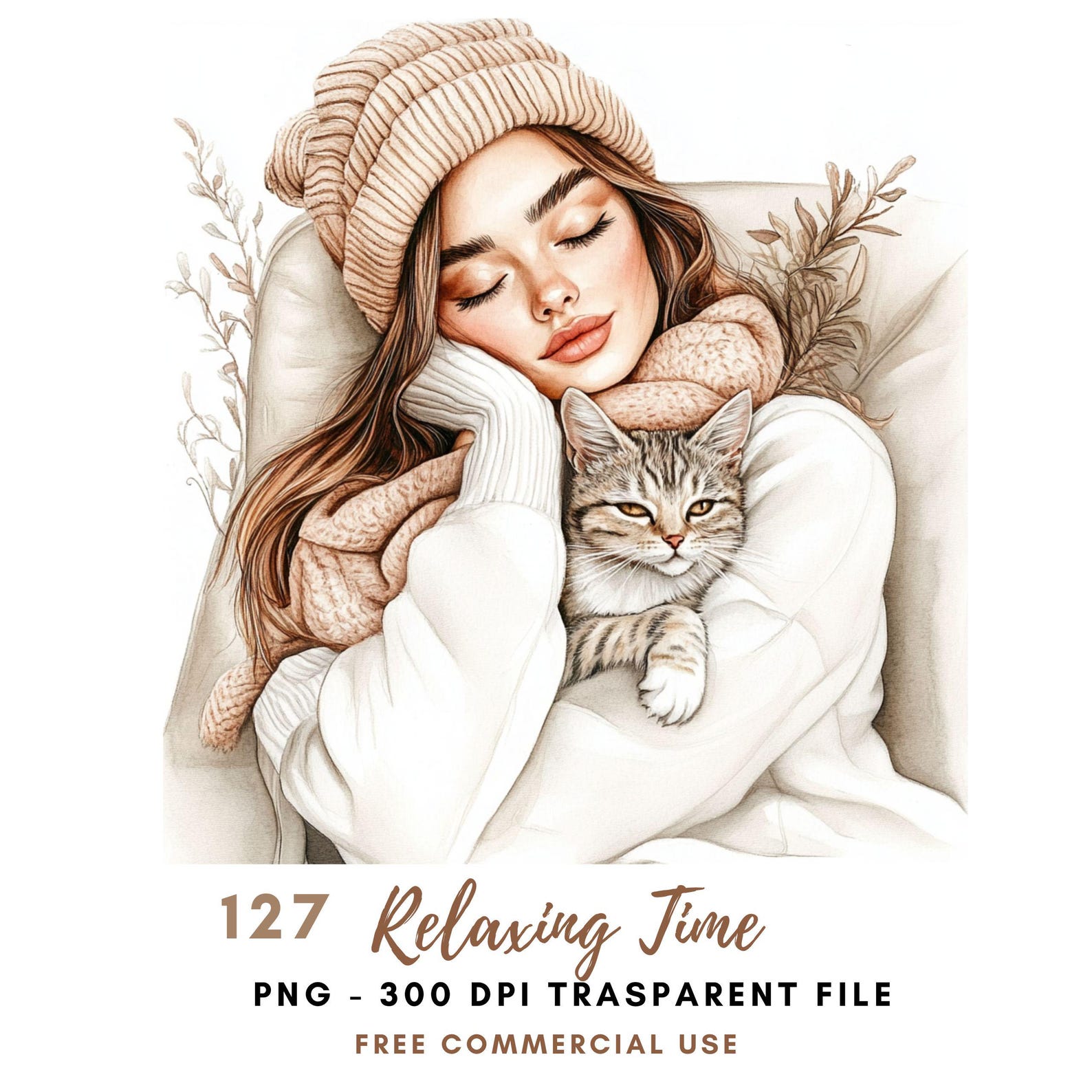Watercolor Relaxing Time Woman Clipart Png,bundle 127 High Quality ...
